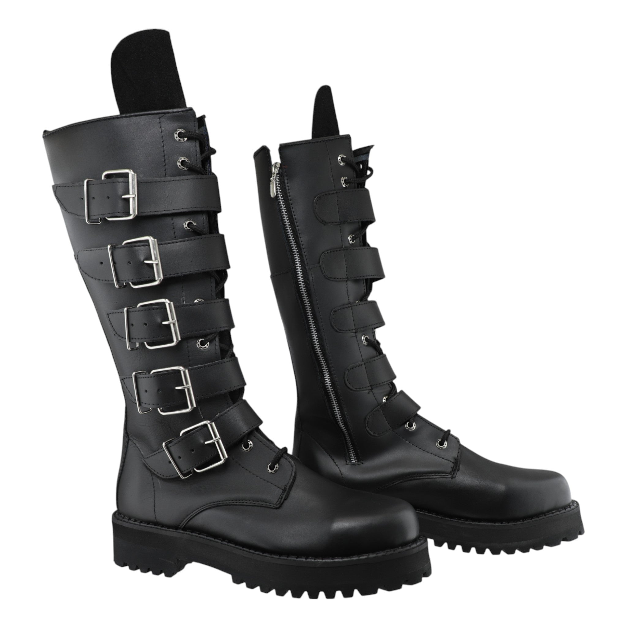 Botas Dark Punk Goticas 5 Hebilla Piel Cierre Altas Metal Dr – Bota el tio