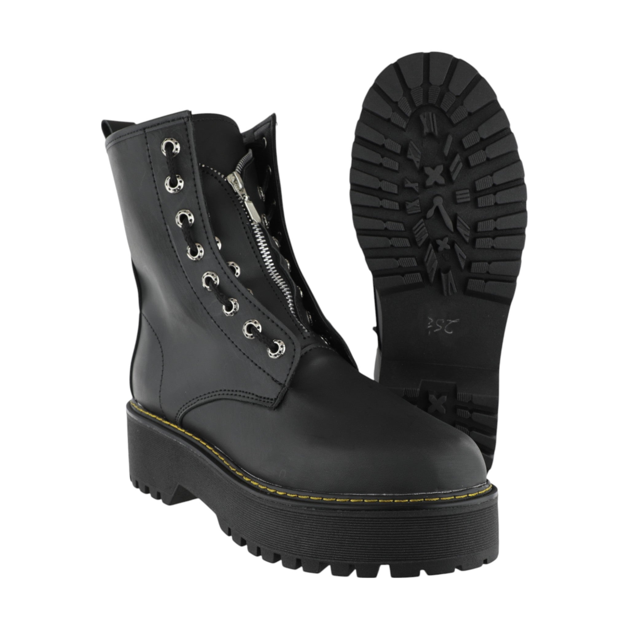 Botas Góticas Metaleras Punk Dark Veganas Cierre Lengua Suela Platafor ...
