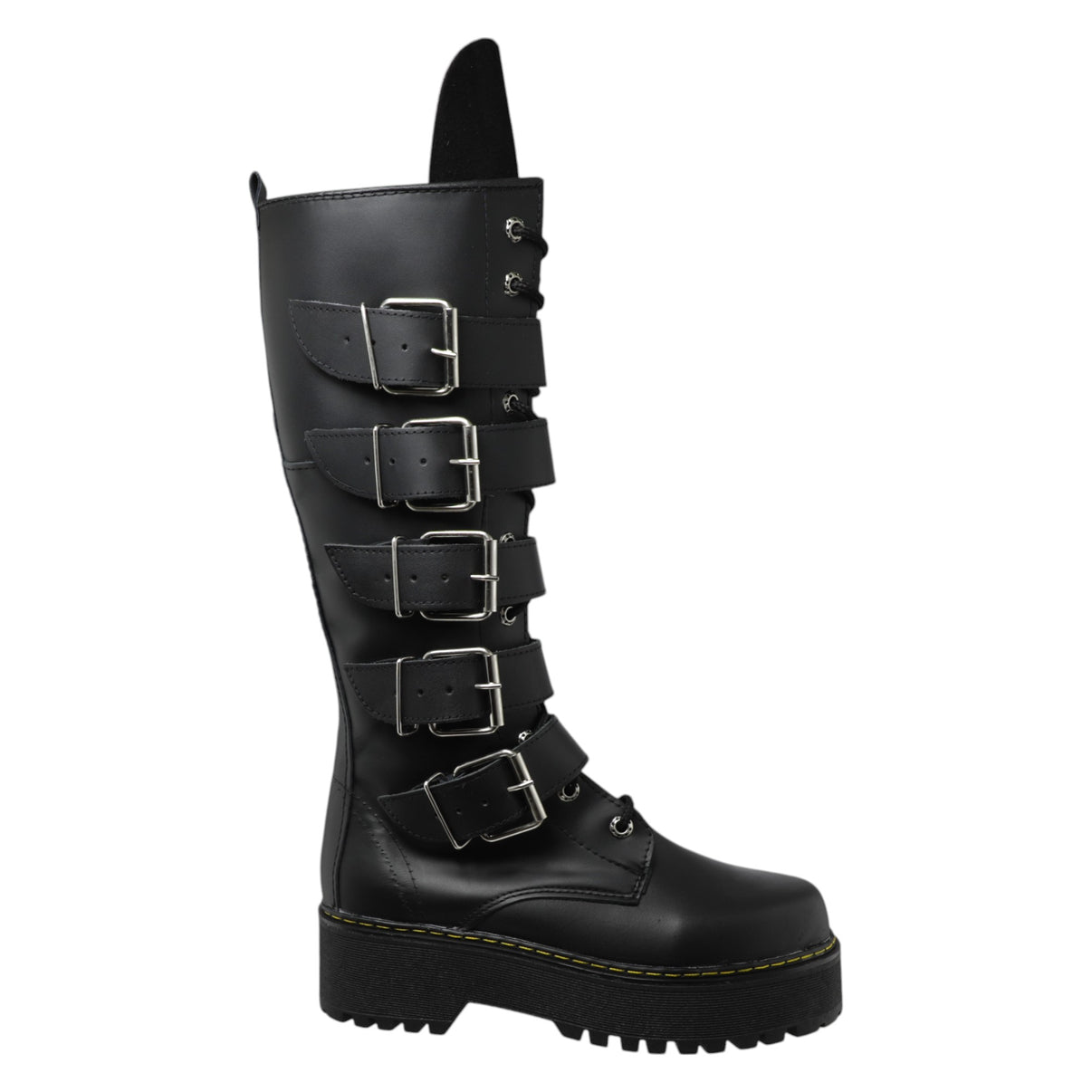 Botas Dark Góticas 7041 Suela Rayas Piel Metaleras Punck Rockeras Negr ...