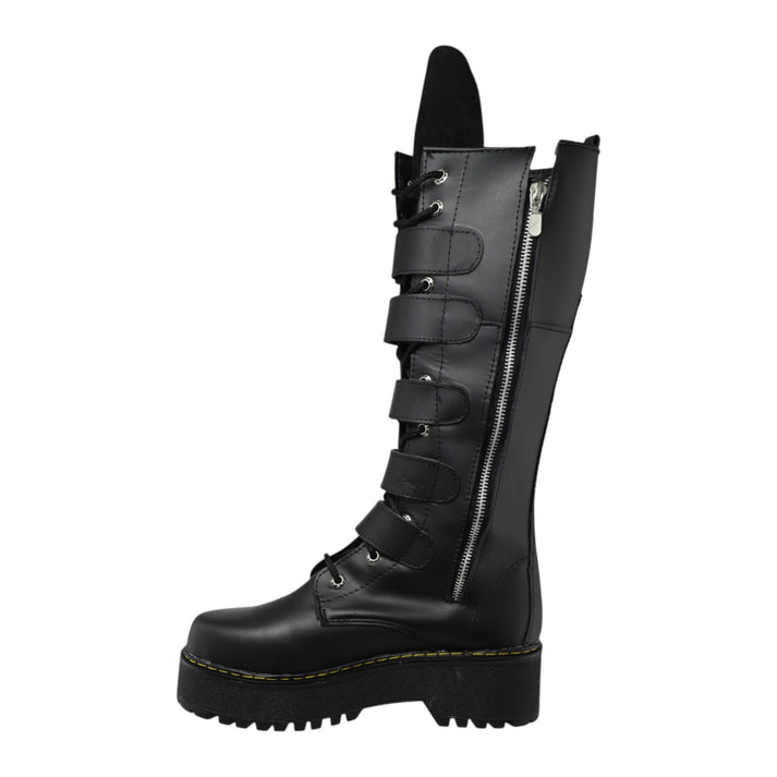 Botas Dark Góticas 7041 Suela Rayas Piel Metaleras Punck Rockeras Negr ...