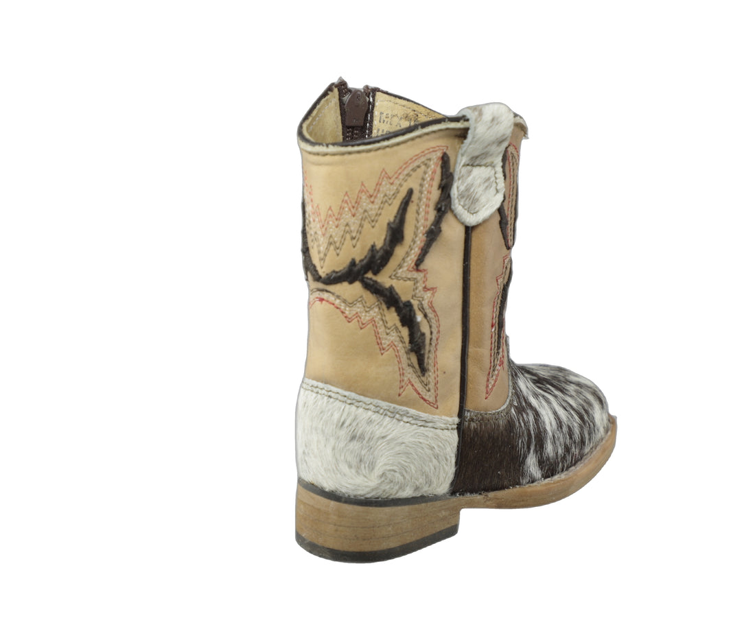 Botas Vaqueras Niño Piel Pelo Vaca Chatas Rodeo Cierre Hule – Bota el tio